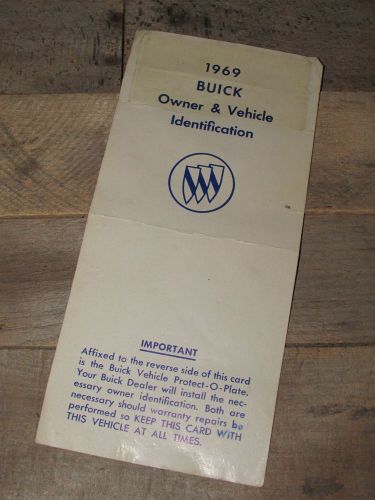Purchase 1969 Buick Owner & Vehicle Identification Card with Metal I.D ...