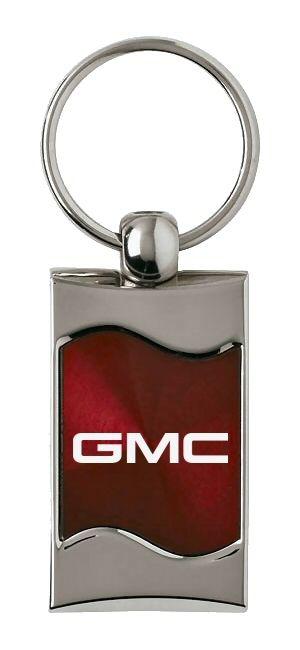 Purchase GMC Burgundy Rectangular Wave Metal Key Chain Ring Tag Key Fob ...