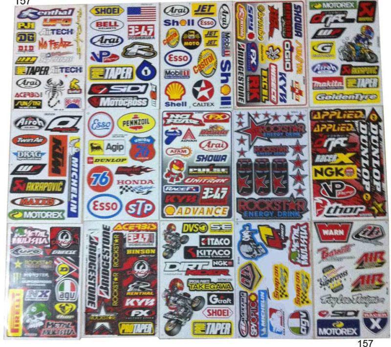 Buy Set 15 sheets Mixed Moto Car MX Sponsor Stickers Decals Kit # ...