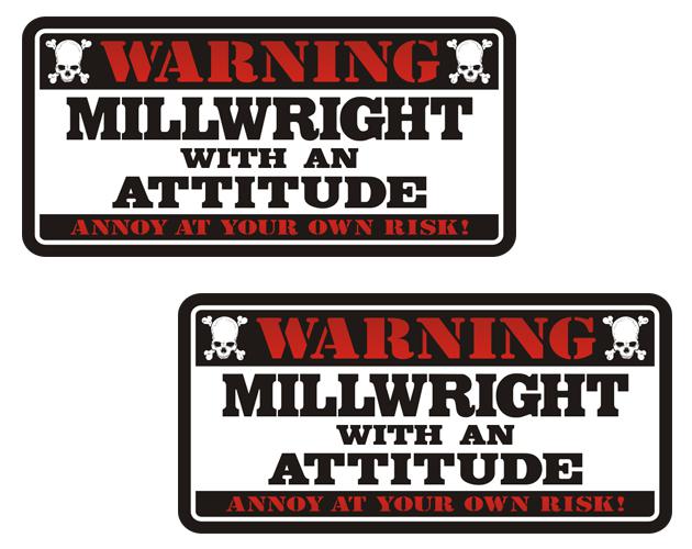 Buy Millwright Warning Attitude Decal SET 3"x1.5" Hard Hat Vinyl ...