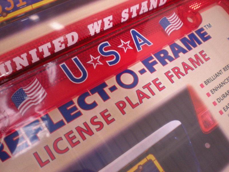 Buy Two (2) RED Reflective Plastic License Plate Frames - USA - "United ...