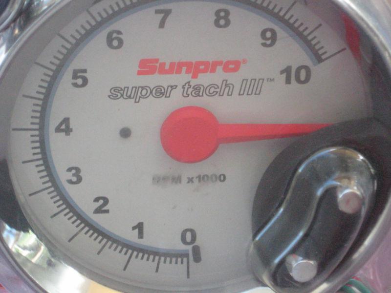 Sell Sunpro Super Tach III 5" Tachometer White / Chrome Super Tach III ...