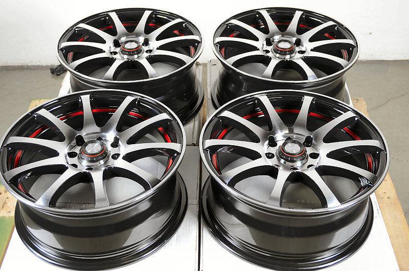 Buy 15 4x114.3 4x100 Black Red Wheels Galant Forenza Accord Civic ...
