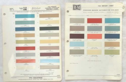 Buy 1964 MERCURY PPG AND R-M COLOR PAINT CHIP CHART ALL MODELS ORIGINAL ...