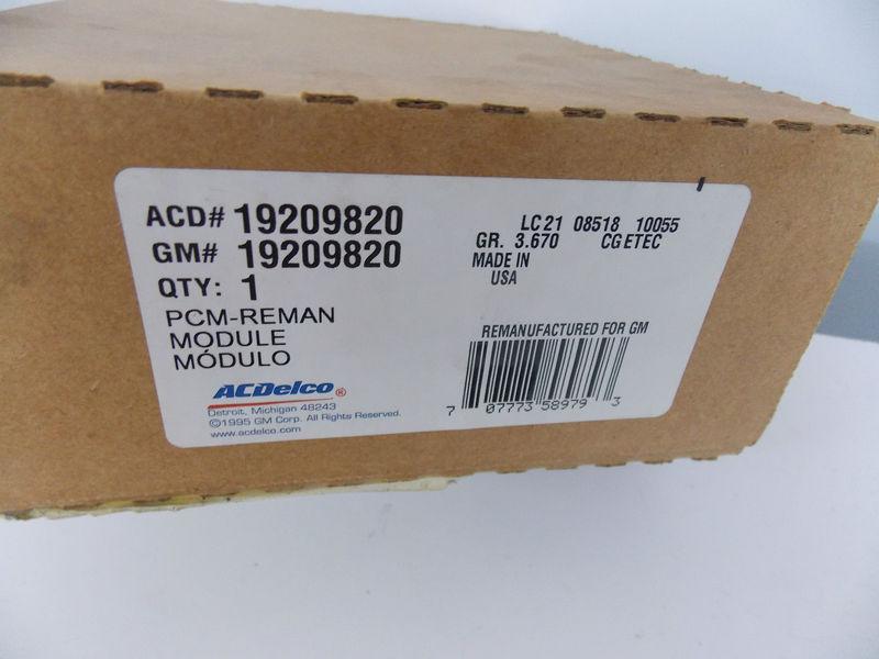 Buy NOS ACDELCO REMAN 19209820 Engine Computer/ECU/PCM-PWRT Control ...