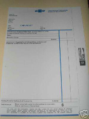 Buy 1967 CHEVROLET CAMARO CORVETTE CHEVELLE WINDOW STICKER in East ...