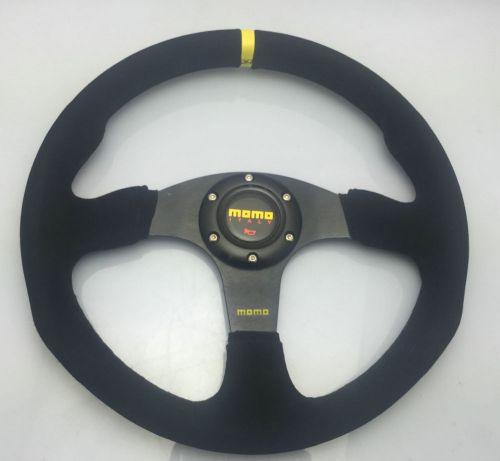 Find MOMO 350mm Black Suede Leather Flat Steering Wheel OMP Sparco Race Drift Rally Y in ...