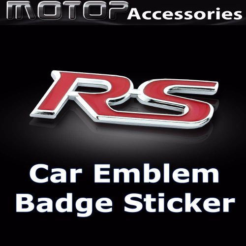 Sell 3D Metal Red RS Logo Racing Front Badge Emblem Sticker Decal Self ...