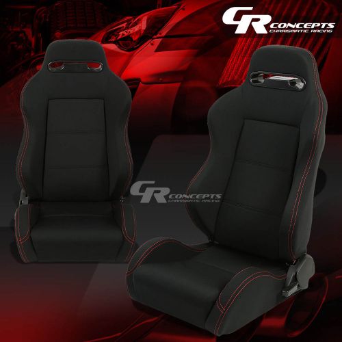 Buy ADJUSTABLE BLACK WOVEN TYPE-R RED STITCH BUCKET RACING SEATS ...