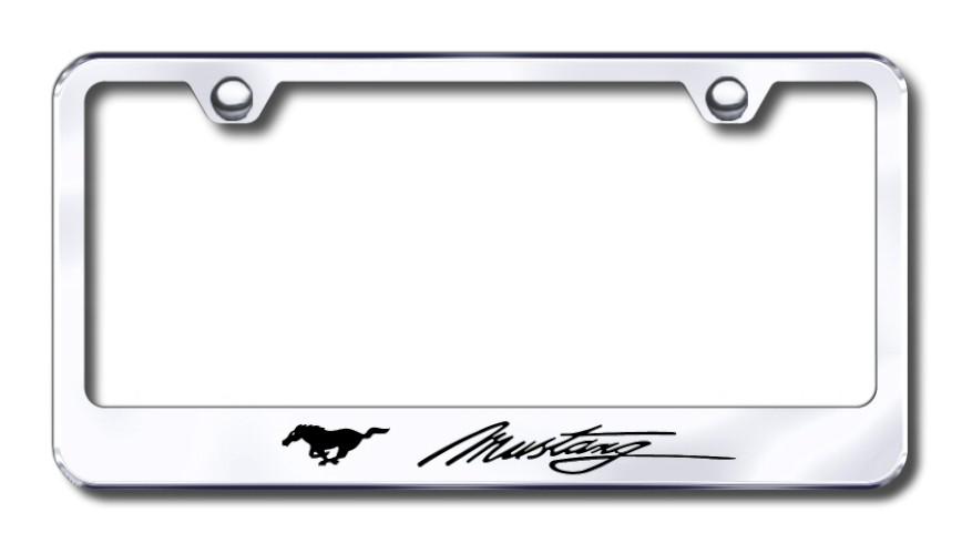 Buy Ford Mustang Script Engraved Chrome License Plate Frame Made in USA ...