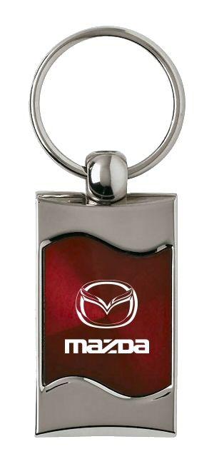 Buy Mazda Burgundy Rectangular Wave Metal Key Chain Ring Tag Key Fob ...