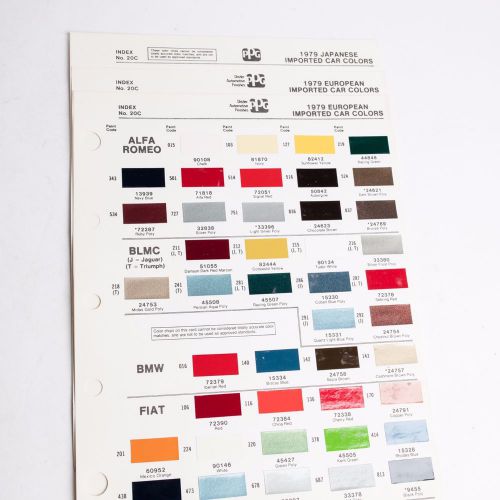 Purchase European Car Color Chips Datsun Mazda Alfa Romeo Blmc Bmw ...