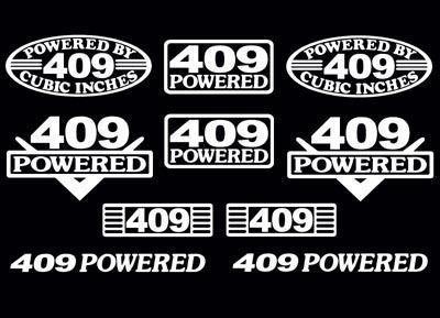 Purchase 10 DECAL SET 409 CI V8 POWERED ENGINE STICKERS EMBLEMS VINYL ...
