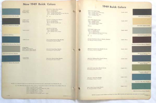 Buy 1949 BUICK DUPONT COLOR PAINT CHIP CHART ALL MODELS ORIGINAL in ...