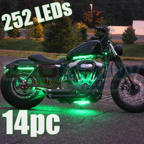 Buy Green Neon LED Motorcycle Lighting Neon Kit w 14 Flexible Strips ...