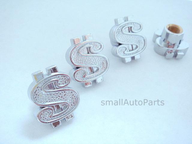 Buy (4) Money Dollar $ Sign Chrome Tire/Wheel Stem Air Valve CAPS bling ...