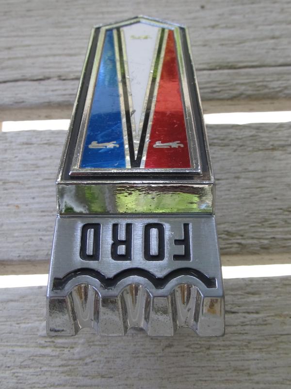 Sell NOS 1966 Ford Galaxie 500 chrome RED BLUE Fender emblem FoMoCo ...