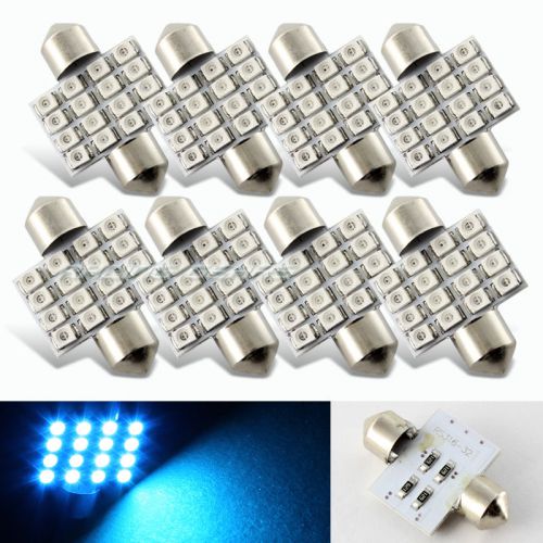 Purchase 8x 34mm 16 SMD Blue LED Panel Interior Replacement Dome Light ...