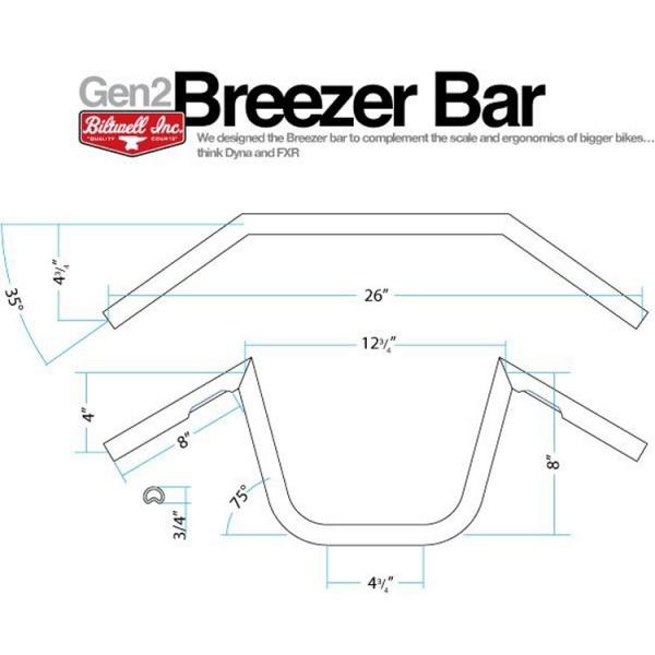 Buy Biltwell Inc. Chrome 1" Breezer Handlebars for 1982-Up Harley ...