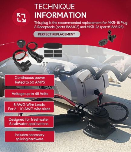 Buy for Minn Kota 12-48V Trolling Motor Plug and Receptacle + 60 AMP ...