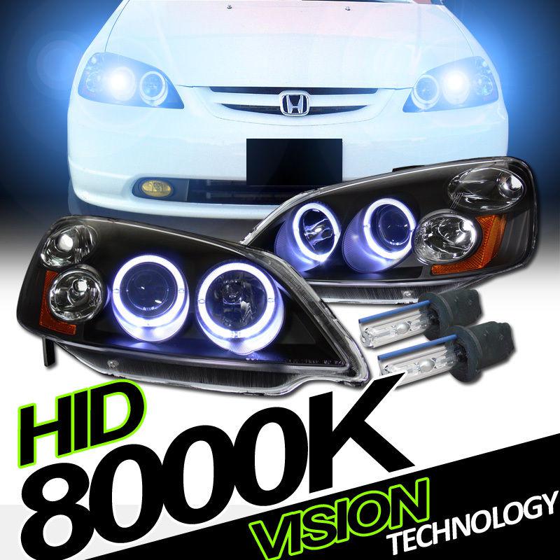 Find Ice Blue HID 8000K 01-03 Honda Civic Coupe/Sedan Black Halo ...