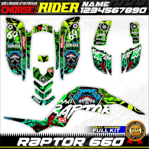 Find yamaha raptor 660 kit graphics decals stickers atv wrap quad all ...