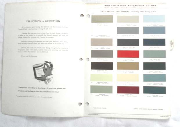 Sell 1963 CHRYSLER R-M COLOR PAINT CHIP CHART ALL MODELS ORIGINAL MOPAR ...