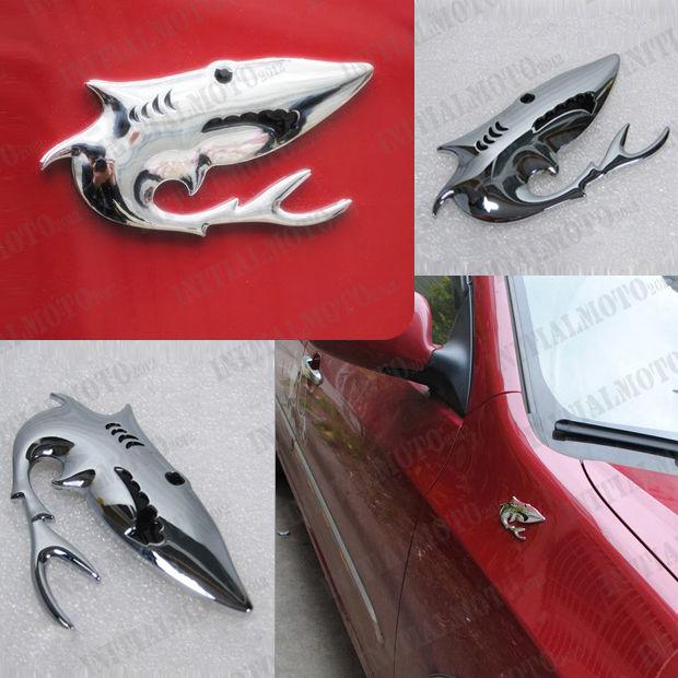 Purchase Universal SUV Silver Chrome Shark Shape Tone Fish Metal Badge ...