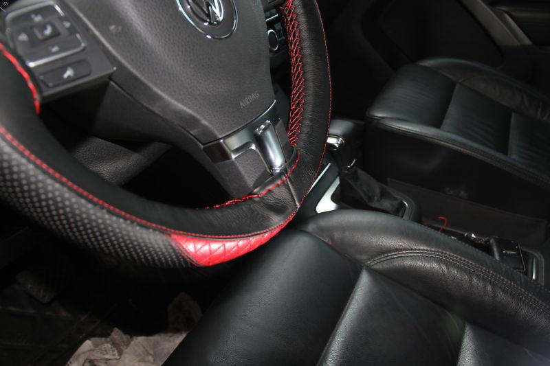 Purchase CHEVY BLACK + RED THREAD PVC LEATHER STEERING WHEEL WRAP COVER ...