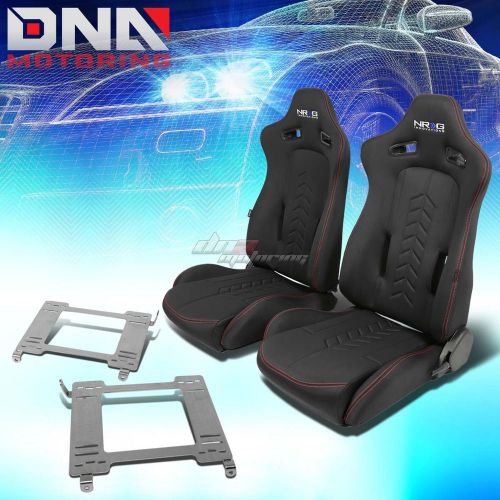 Buy NRG BLACK RECLINABLE RACING SEATS+FULL STAINLESS BRACKET FOR 90-99 ...