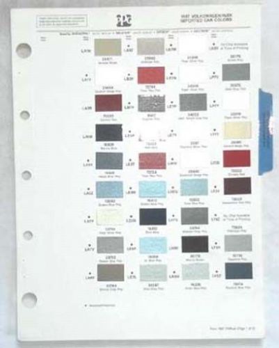 Find 1987 VOLKSWAGEN PPG COLOR PAINT CHIP CHART ALL MODELS VW in GREAT ...