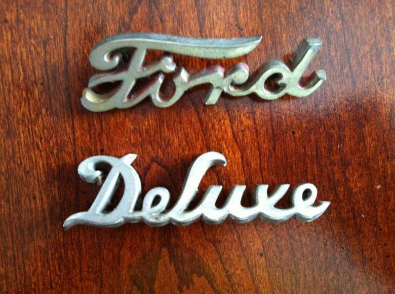Find 2 Ford Script Emblems Chrome Duro Trim Metal Vintage Ornament ...