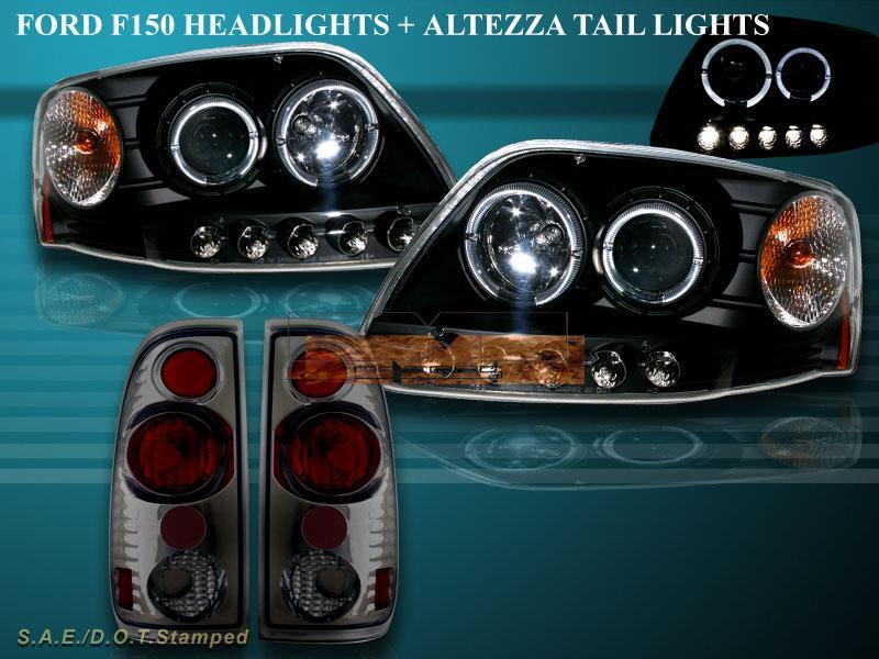 Find AUG/1997-03 FORD F150 PROJECTOR HEADLIGHTS BLK TWIN HALO LED ...
