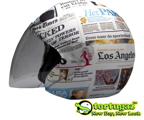 Find Brand New Open Face Motorcycle Tortugaz Newspaper Helmet COVER ...