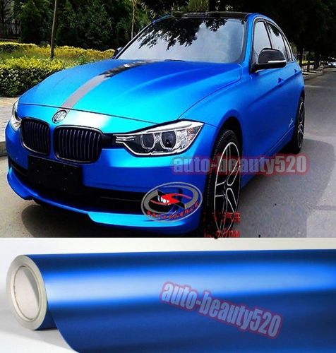 Sell 10FT x 5FT Car Metallic Matte Chrome Dark Blue Satin Vinyl Wrap ...