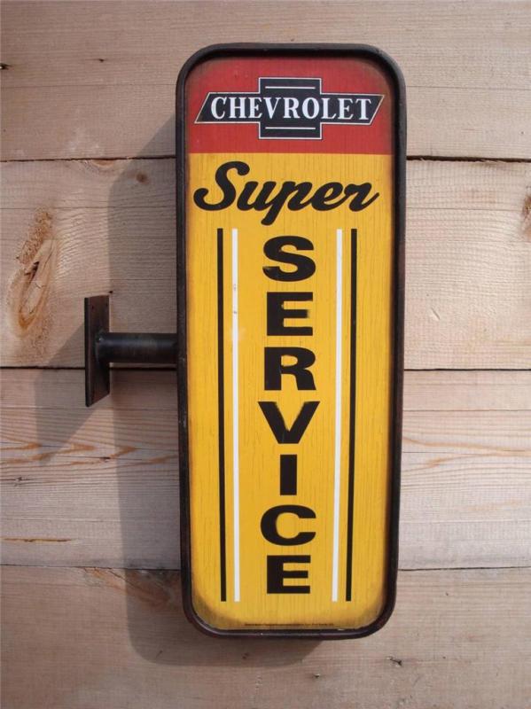 Sell Metal GM Chevrolet Chevy Super Service Sign BowTie 2 Sided Wall ...