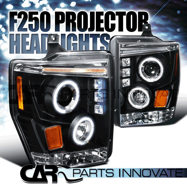Buy FORD 08-10 F250 F350 F450 SUPER DUTY LED HALO PROJECTOR HEADLIGHTS ...