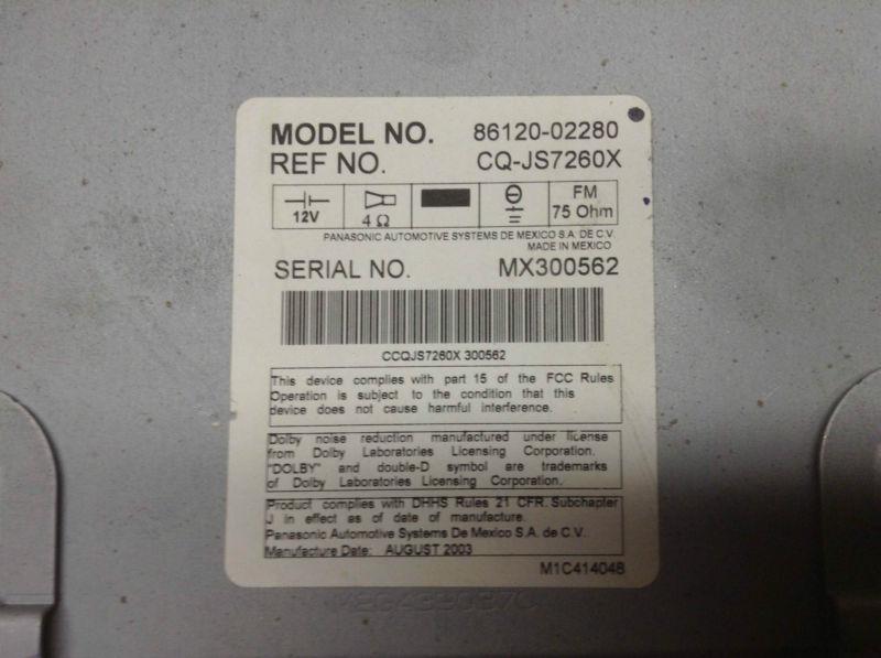 Sell Toyota OEM FM Stereo Radio with Cassette, Model 86120-02280 in ...