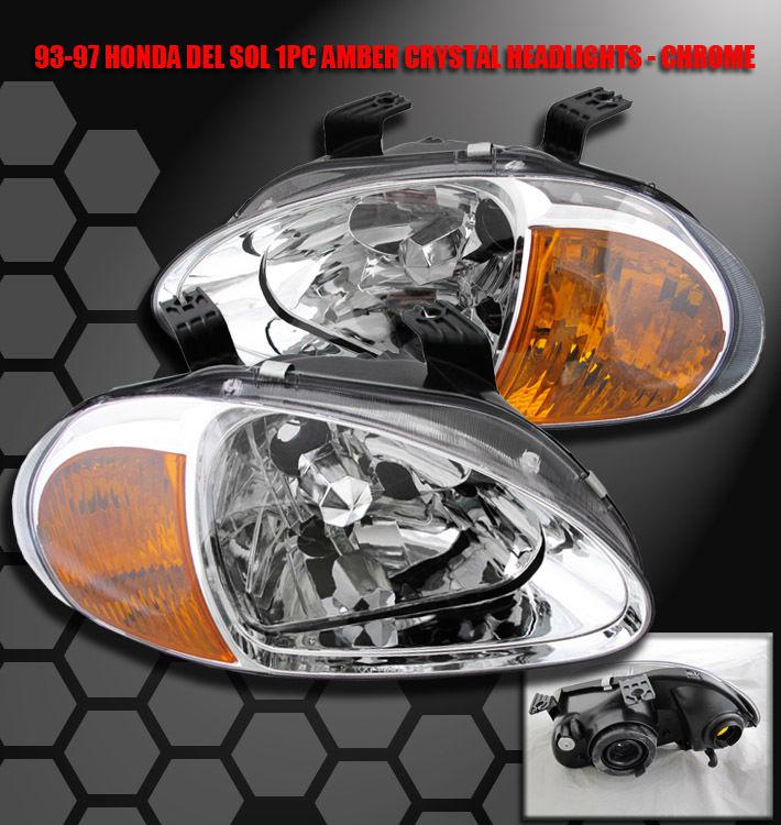 Purchase 1993-1997 HONDA DEL SOL CRYSTAL HEADLIGHT+CORNER CHROME in ...