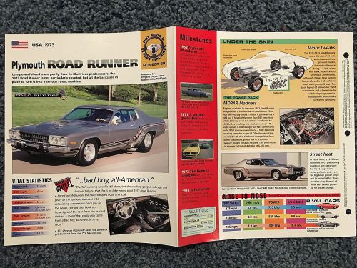 Buy ★★ 1973 PLYMOUTH ROAD RUNNER - COLLECTOR BROCHURE SPECS INFO ★★ in ...
