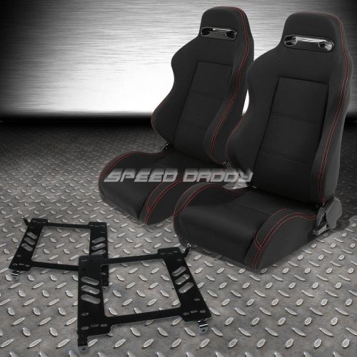 Buy 2X TYPE-R BLACK CANVAS BUCKET RACING SEAT+SLIDER+BRACKET FOR 90-99 ...