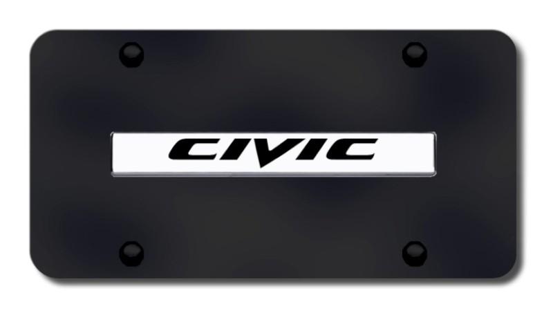 Buy Honda Civic Name Chrome on Black License Plate Made in USA Genuine ...