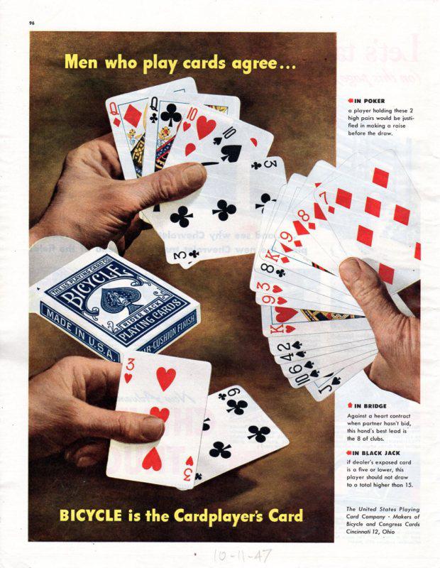 Buy 1947 CHEVROLET TRUCK & BICYCLE PLAYING CARDS ADS - 10 1/2 " x 13 1/ ...