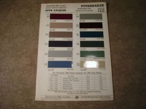 Find 1950 STUDEBAKER 1 Page New Colors Chip Paint Sample Chart ...