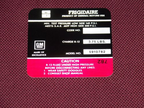 Sell 71 BUICK FRIGIDAIRE AC COMPRESSOR DECAL 1971 RED AIR CONDITIONING ...