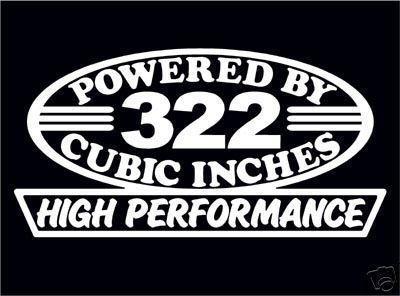 Sell 2 HIGH PERFORMANCE 322 CUBIC INCHES DECAL SET HP V8 ENGINE EMBLEM ...