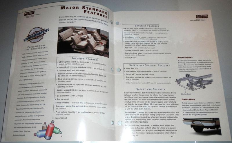 Buy 2000 FORD EXCURSION PRODUCT GUIDE BROCHURE AND POSTER in Clawson ...