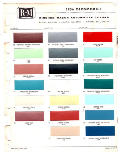 Buy 1956 OLDSMOBILE 88 98 SUPER 88 56 PAINT CHIPS RINSHED MASON in ...