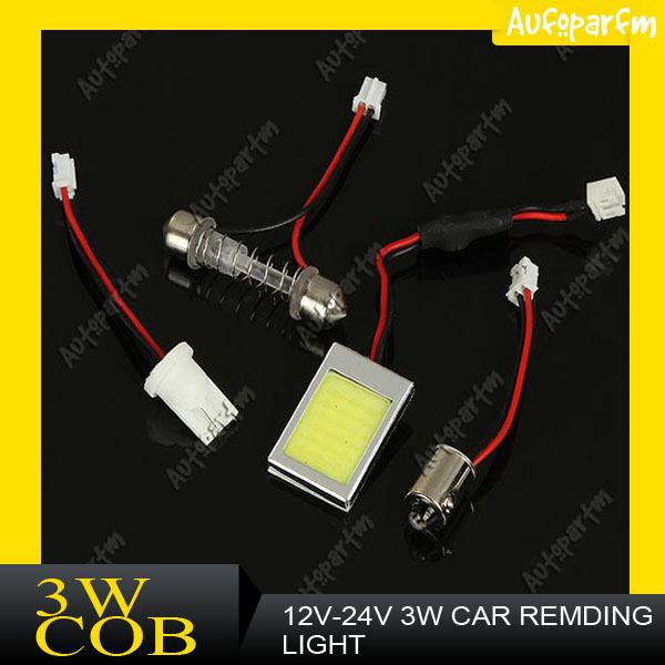 Sell 1 X 3W 12V T10 COB Chip LED Dome Festoon Lamp White Light Panel Interior Adapter in ...
