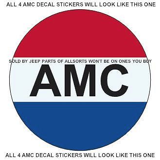 Sell ALL AMC MODEL VEHICLES BLACK AMC SCRIPT on 4 ROUND RED+WHITE+BLUE ...